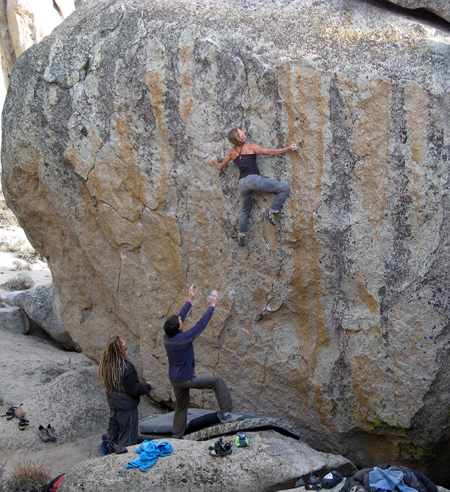 Lisa Bedient demonstrates some foot skills while climbing Desert ...