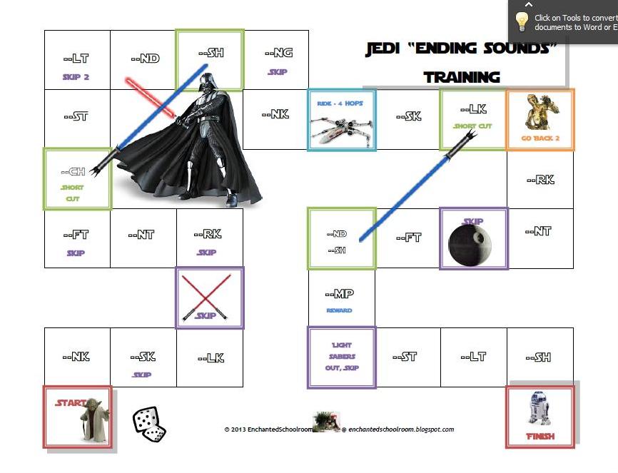 Enchanted Schoolroom: Consonant Blends and Star Wars Board Game