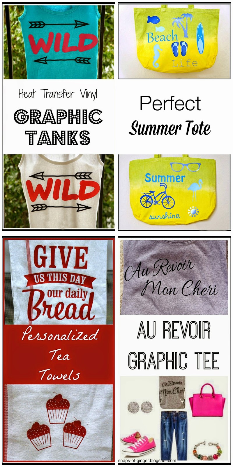 Snaps of Ginger: 4 Easy Heat Transfer Vinyl Projects