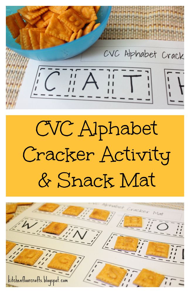 Kitchen Floor Crafts: CVC Alphabet Cracker Activity & Snack Mat