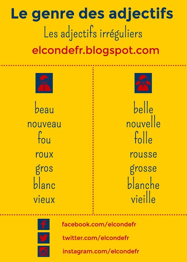 El Conde. fr: Le genre des adjectifs irréguliers