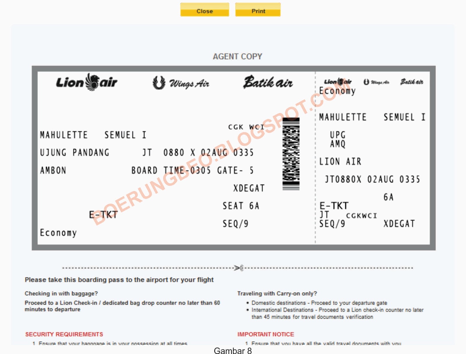 BURUNGBEO: Cara checking dan pilih kursi pada Penerbangan LION Air