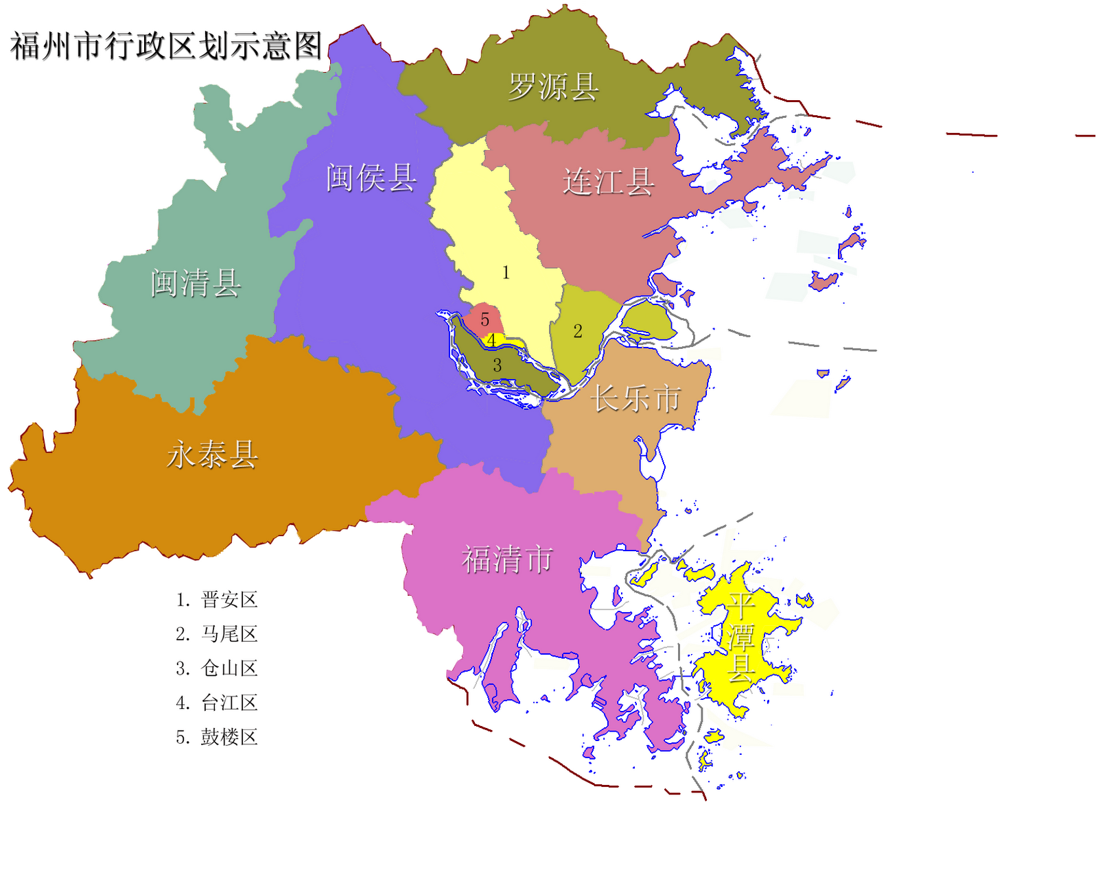 Fuzhou Map City of China | Map of China City Physical Province Regional