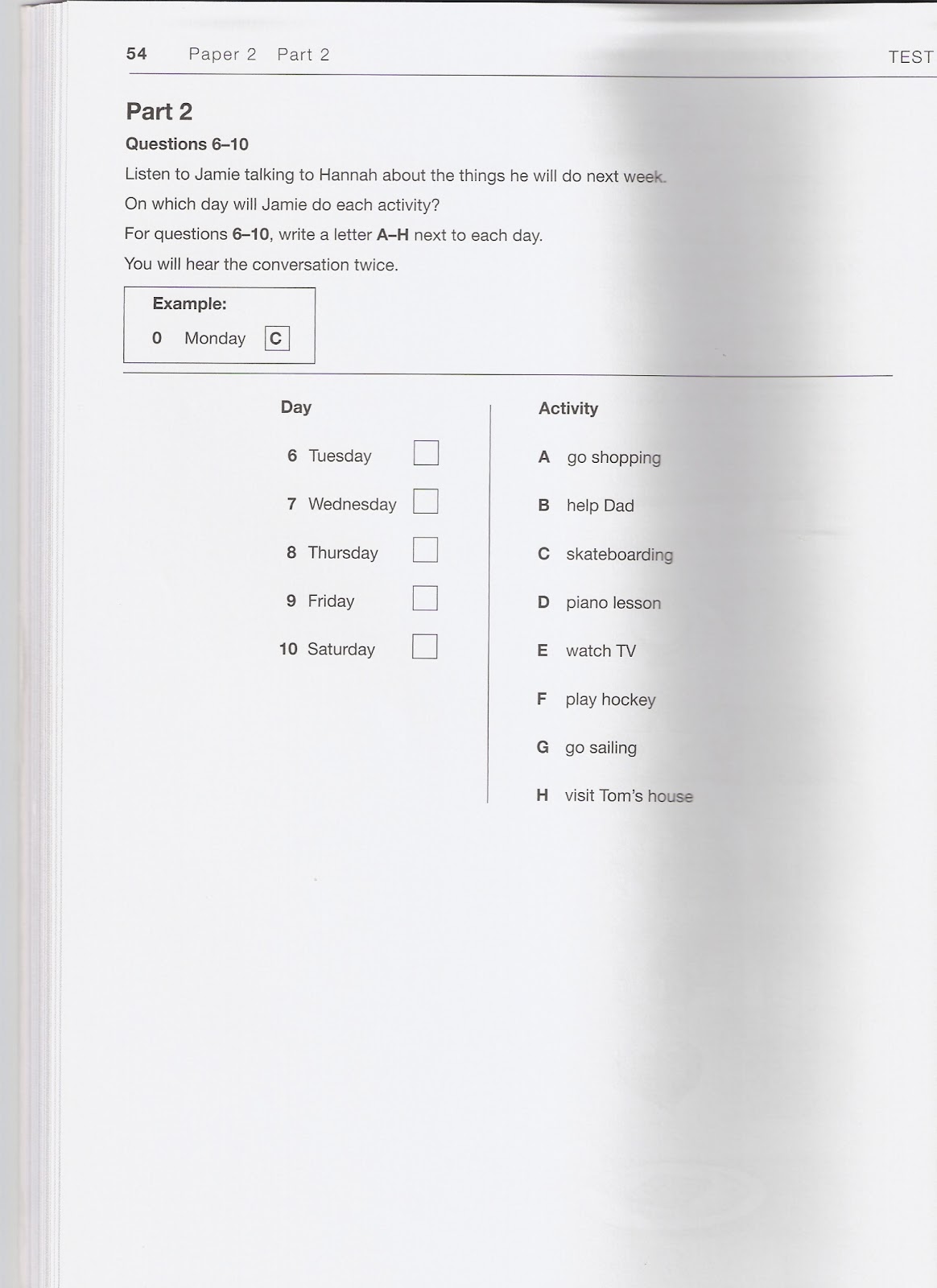 Exámenes de Cambridge : Listening & Speaking Test 2 (KET)