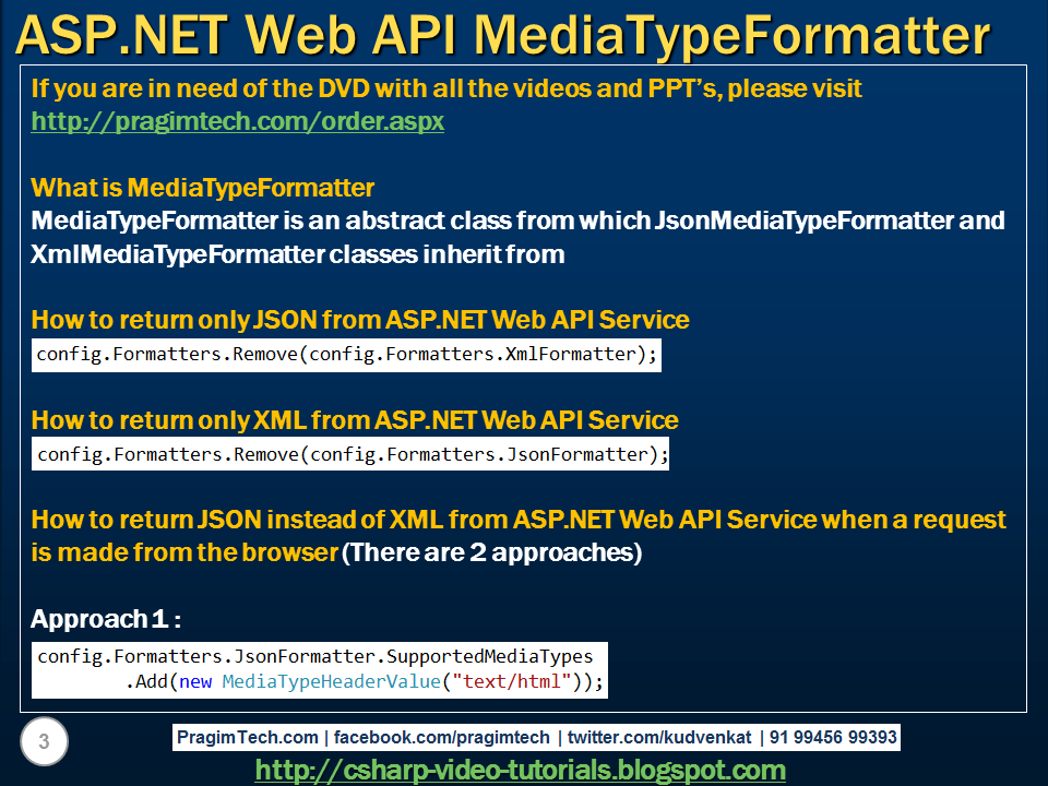 Sql Server Net And C Video Tutorial Aspnet Web Api Mediatypeformatter