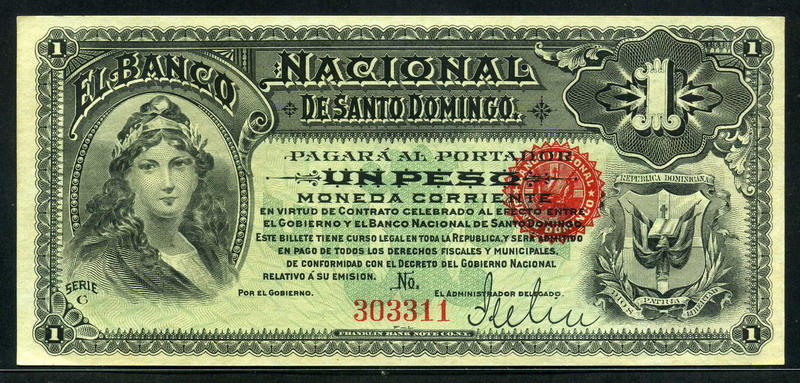 Dominican peso banknote 1889 Banco Nacional de Santo Domingo|World ...