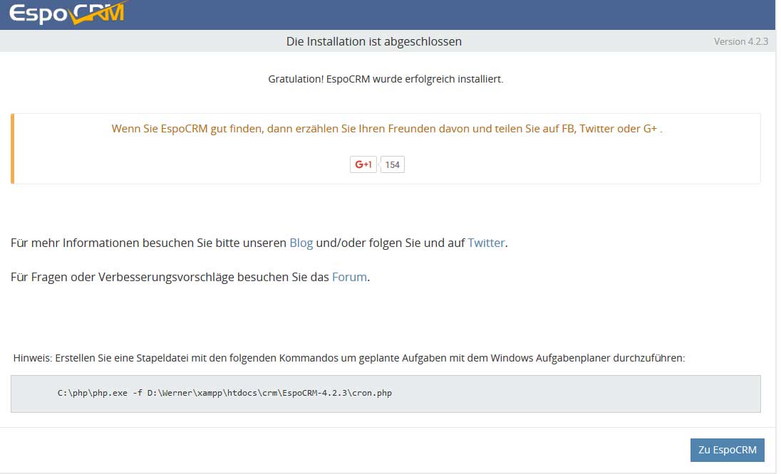 EspoCRM - open source CRM: Installation der Software