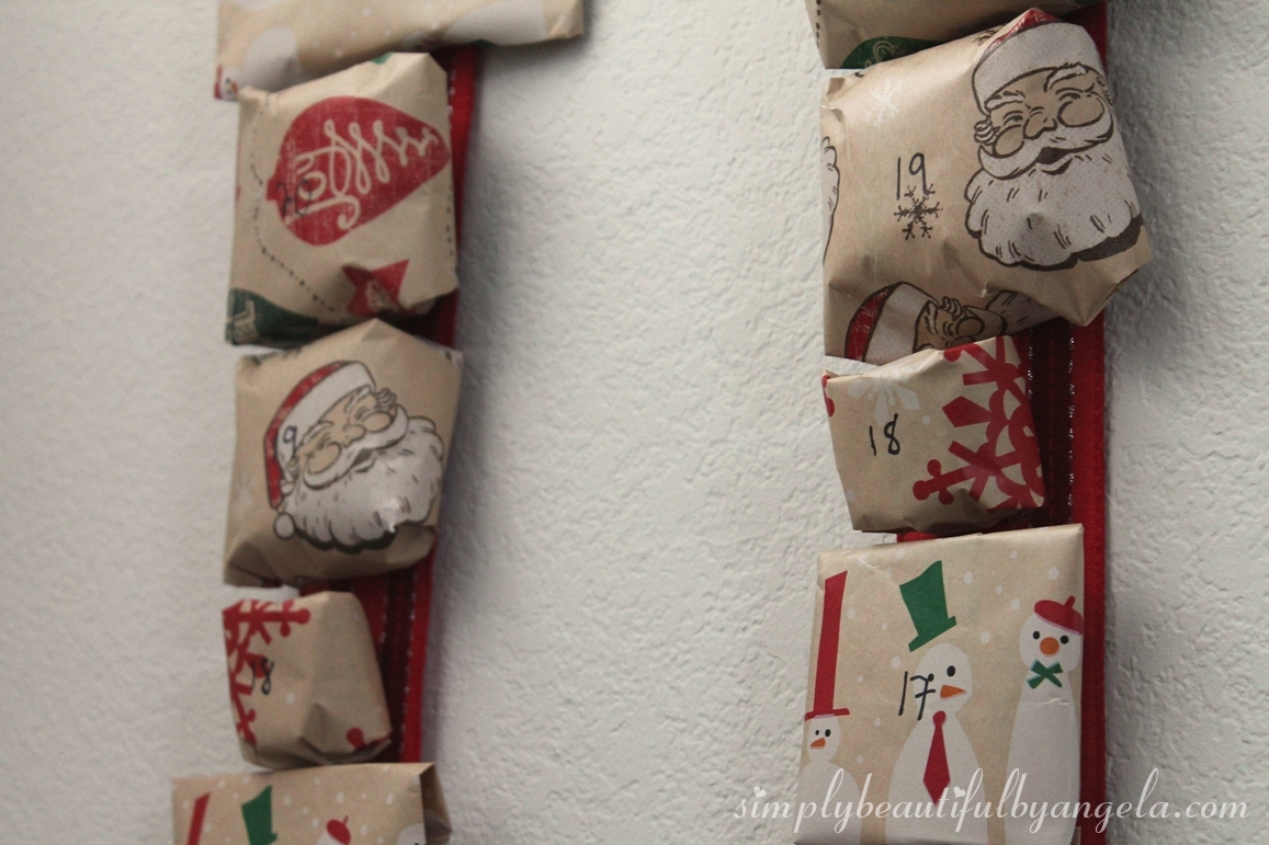 Christmas Ribbon Advent Calendar Using Dollar Store Items