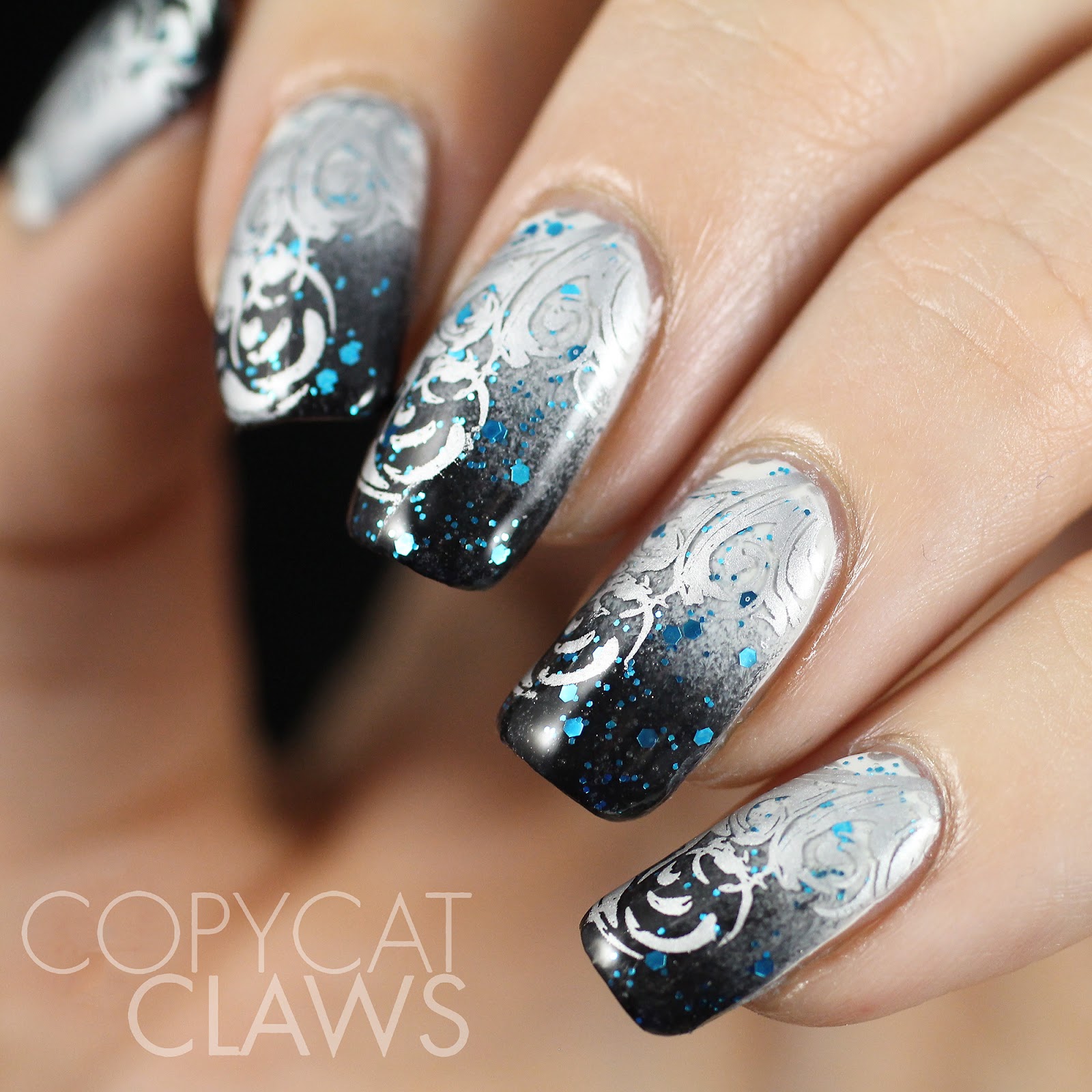 Copycat Claws: Matte Stamped Gradient Nails