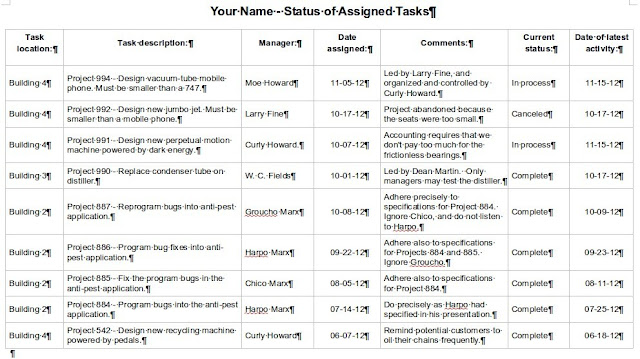 Dave's tech docs: Creating a cumulative status report through MS Word