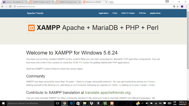 Como instalar y ejecutar xampp