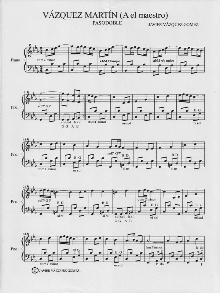 PARTITURAS GRATIS PARA ACORDEON: VÁZQUEZ MARTÍN pasodoble para acordeón
