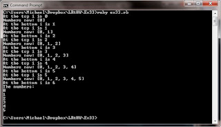 TESTHEAD: Exercise 33: While Loops: Learn Ruby the Hard Way: Practicum