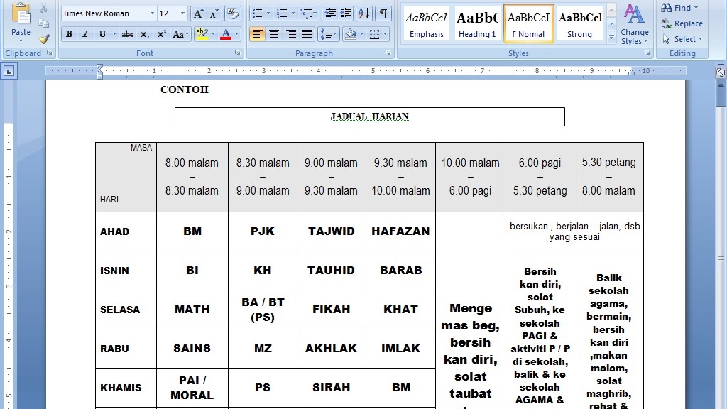 Contoh Jadual Kerja 3 Shift - GregorysrWu