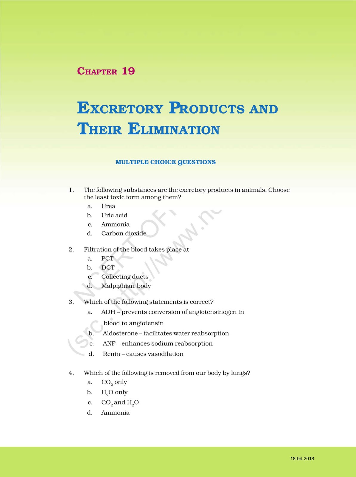 Detail notes of Excretory products and their elimination