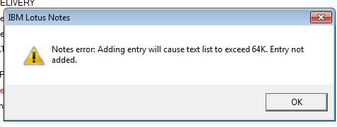 All About Lotus Domino: "Notes Error: Adding entry will cause text list ...