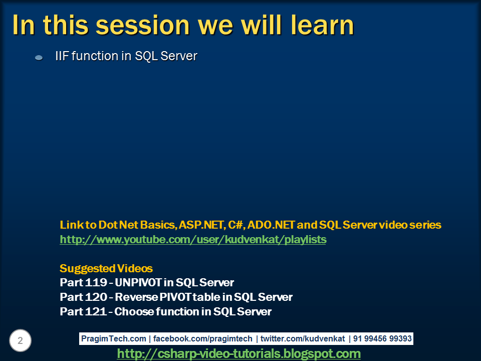 Sql Server Net And C Video Tutorial Iif Function In Sql Server