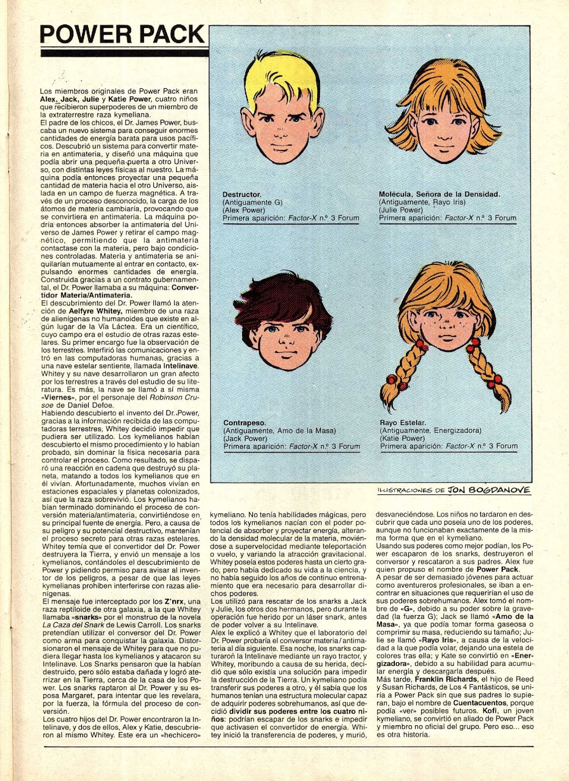 Fichas de Superheroes Marvel y DC: Power Pack