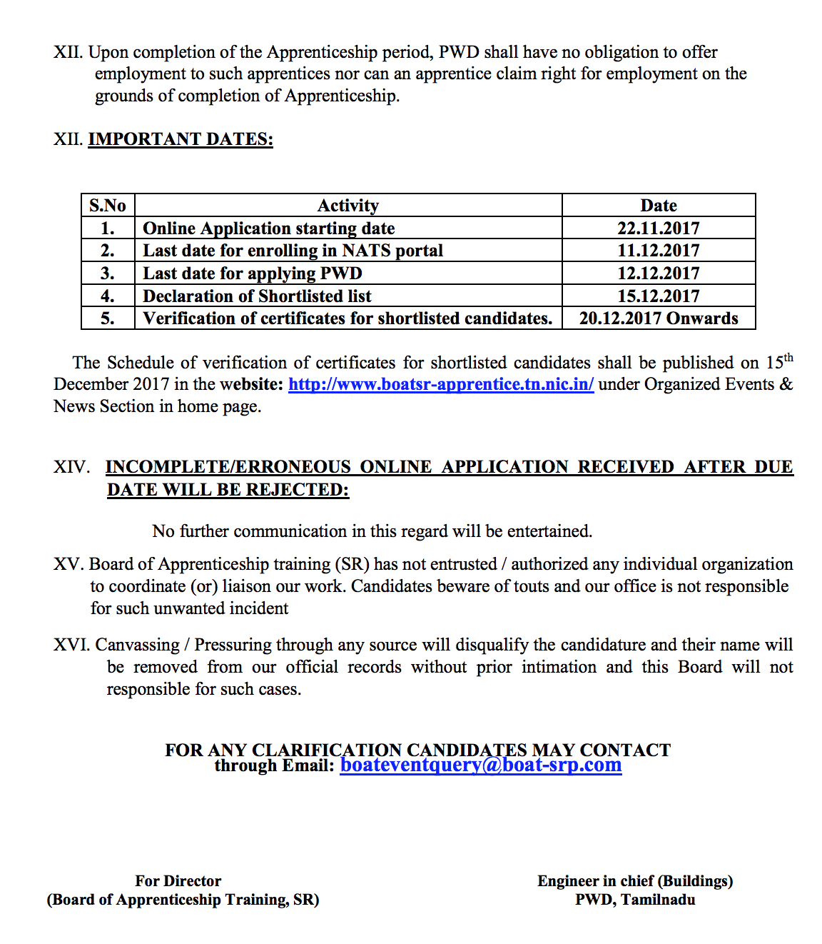 PWD Tamil Nadu 2017-18 Recruitment for Civil, ECE, EEE & more