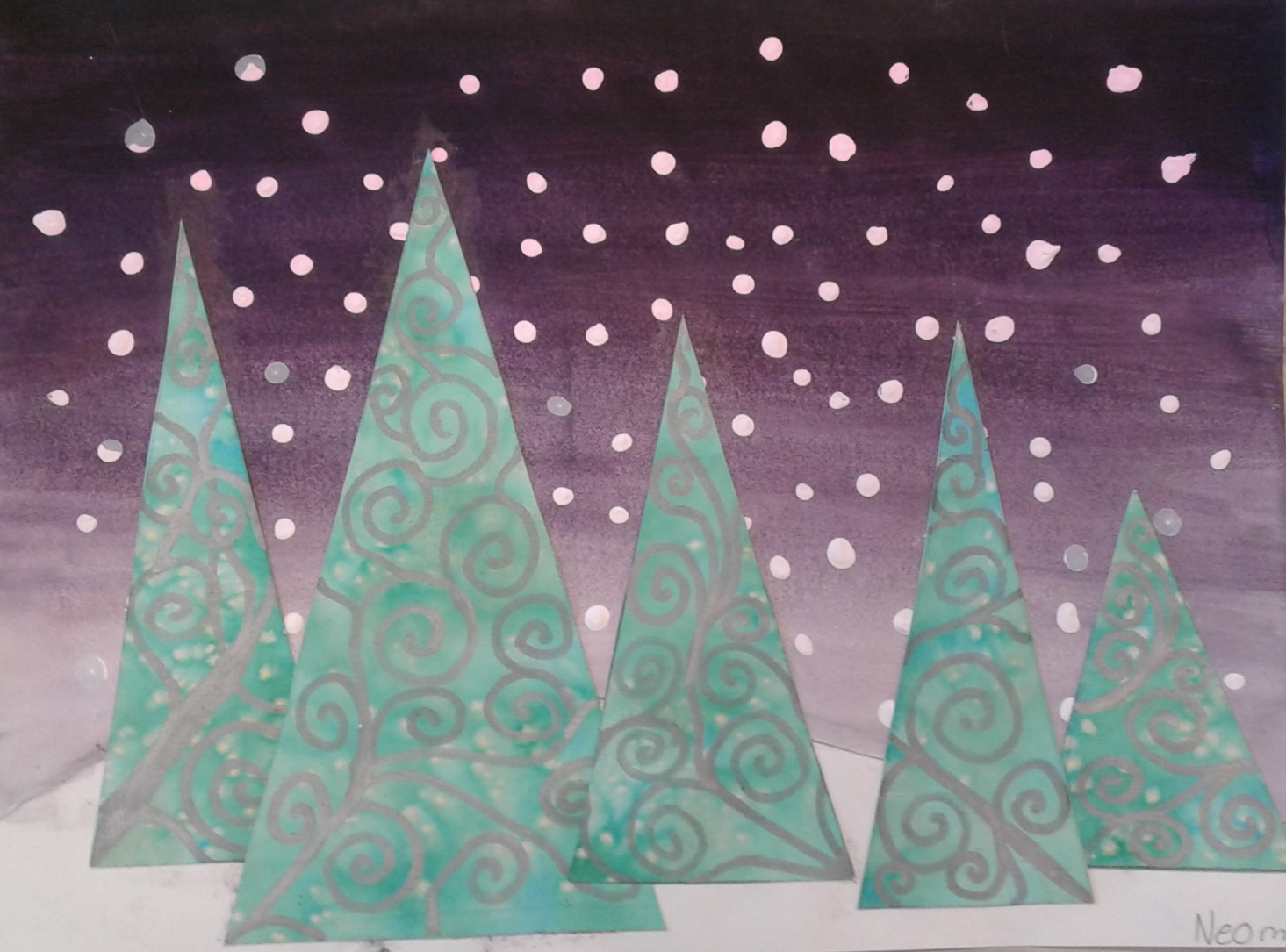 a faithful attempt: Contemporary Evergreen Trees Mixed Media Collage