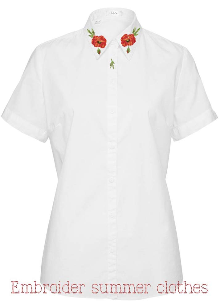 Embroider summer clothes 4 ( cross stitch pattern "Poppies")