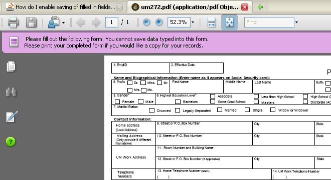 Unable to save PDF form data “You cannot save data typed in this form” Unable to save PDF form data “You cannot save data typed in this form”