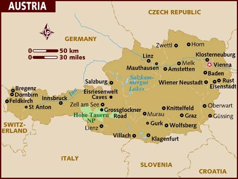 Map of Austria Geography Area | Map of Austria Region Geography Political