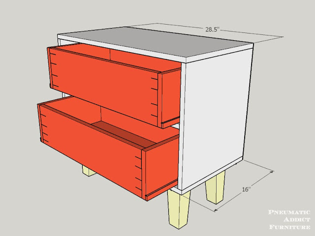 Tapered Leg Bachelors Chest | Pneumatic Addict