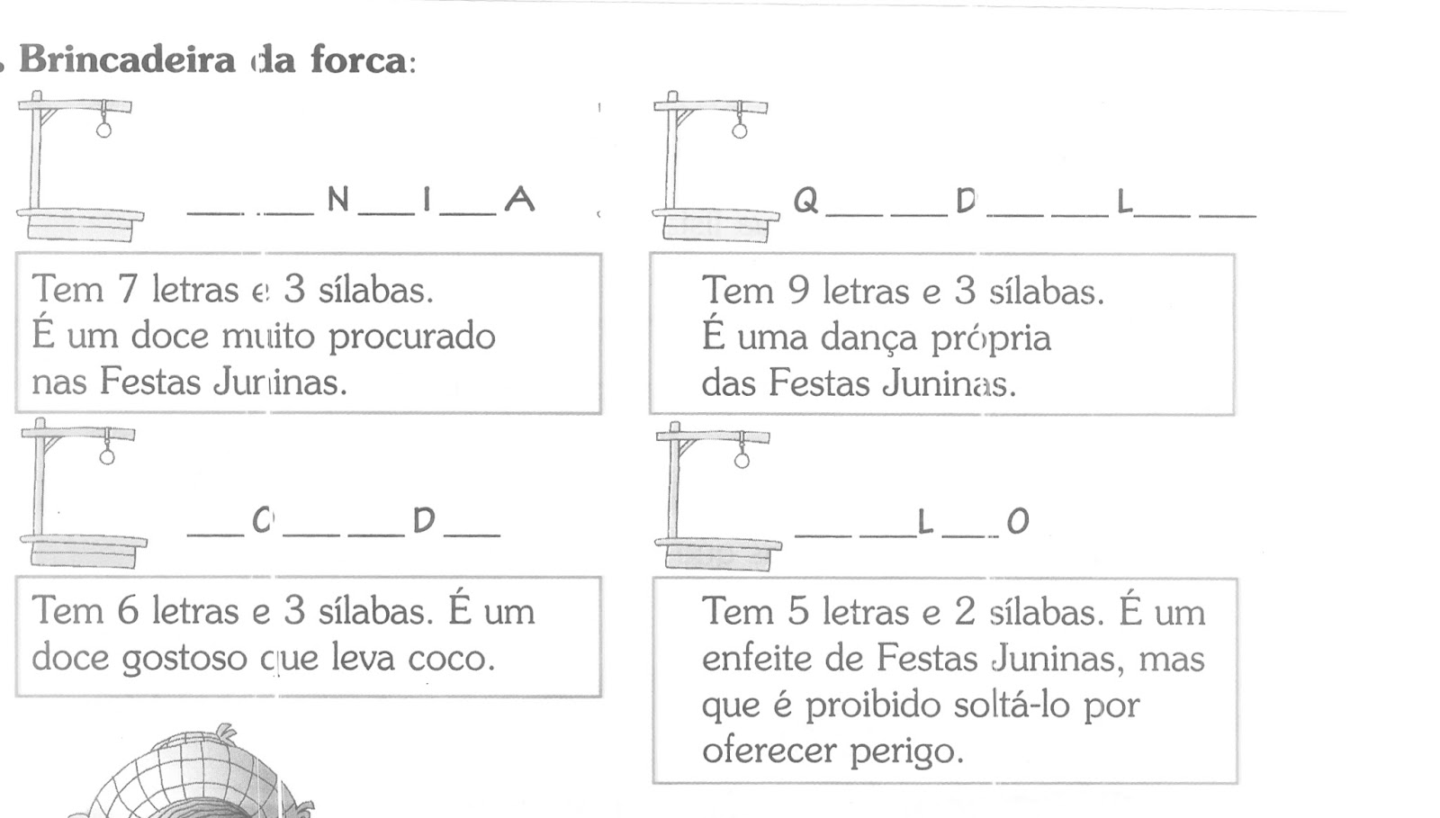 Cantinho Construtivo: Brincadeira do jogo da forca - Festa Junina