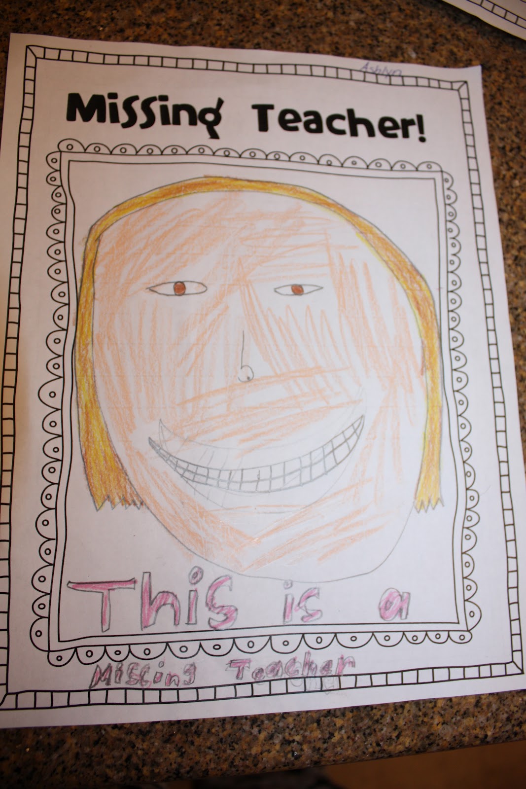 Lauren and Jeanine's Creative Corner: My Teacher is Missing Activity!