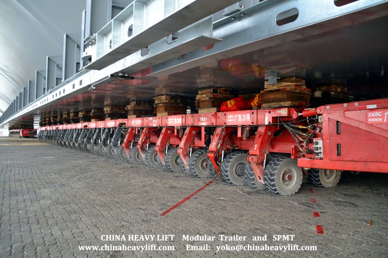 100 axle lines CHINAHEAVYLIFT SPMTs assist 3200t giant bridge section ...