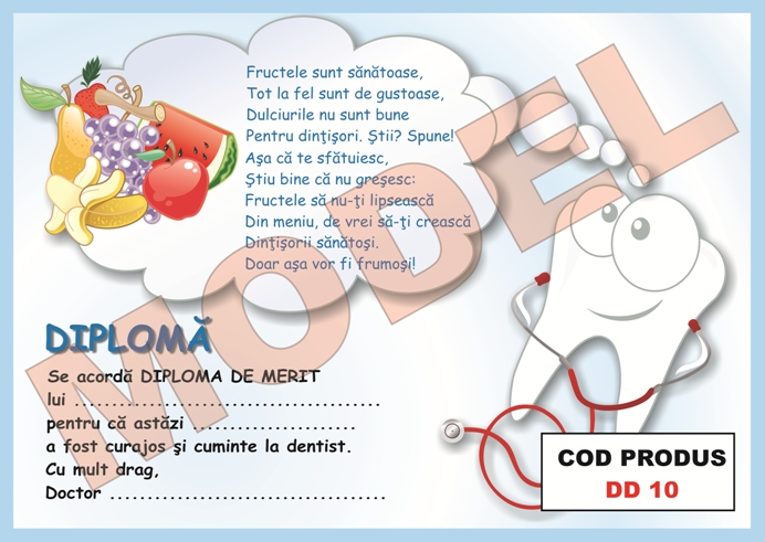 DIPLOME FEL DE FEL : MODELE DE DIPLOME DE MERIT PENTRU COPII LA STOMATOLOG