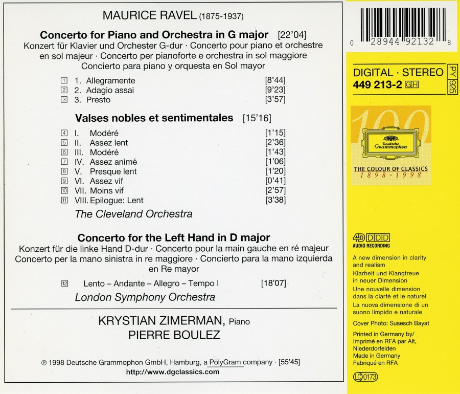 makdelart - classique: Maurice Ravel - The Piano Concertos (Krystian ...