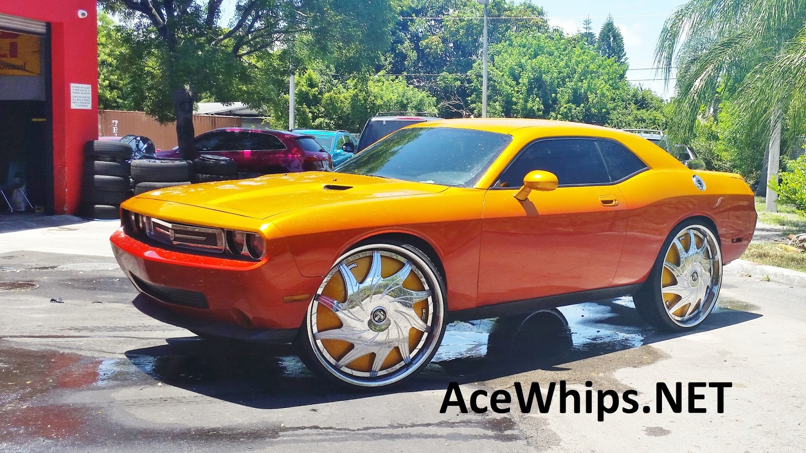 Ace-1: Vick's Candy Gold Dodge Challenger on R/T on 30" DUB Mercy Floaters