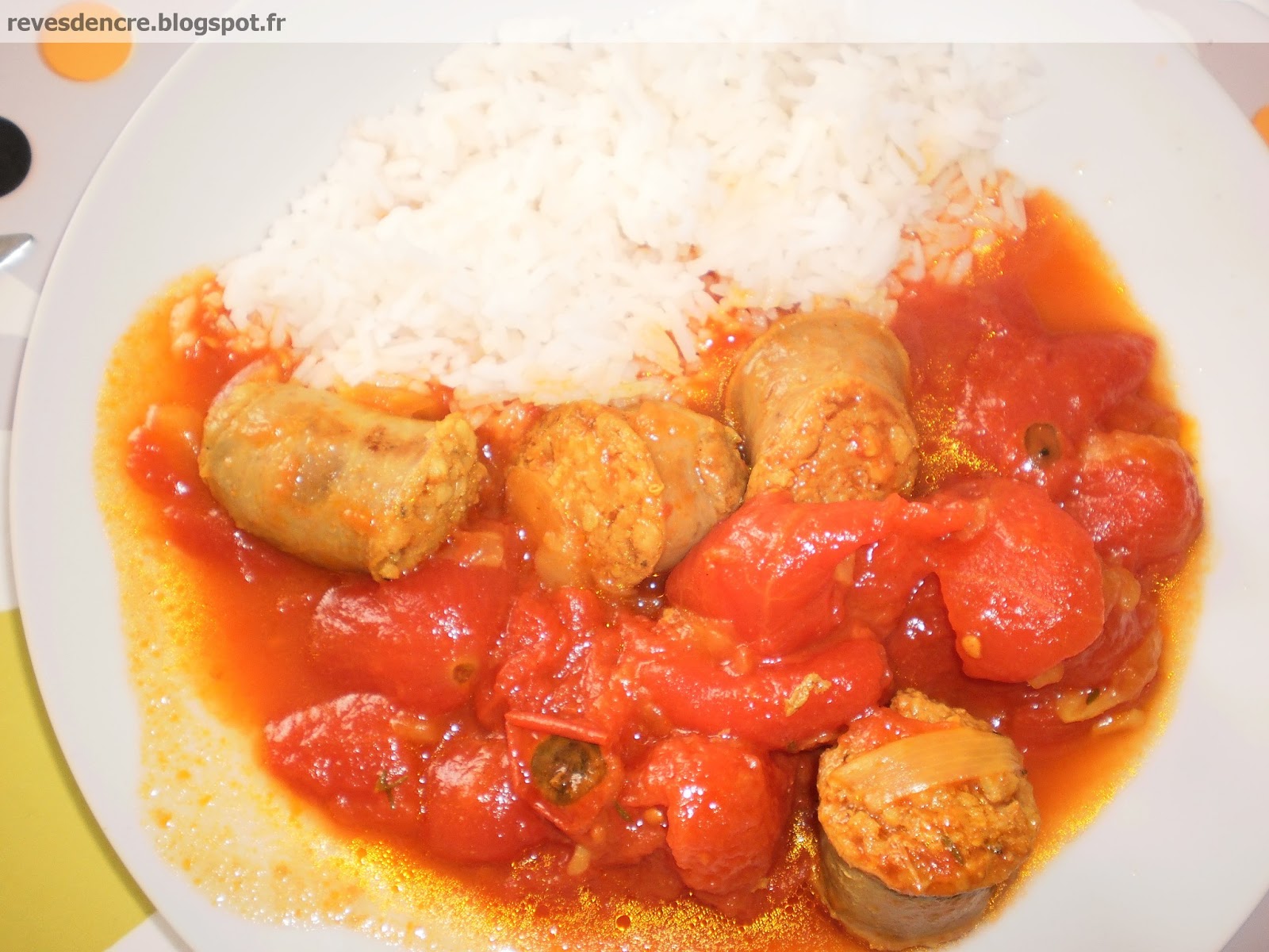 Rêves d'encre: Rougail saucisses et riz blanc sans rice cooker