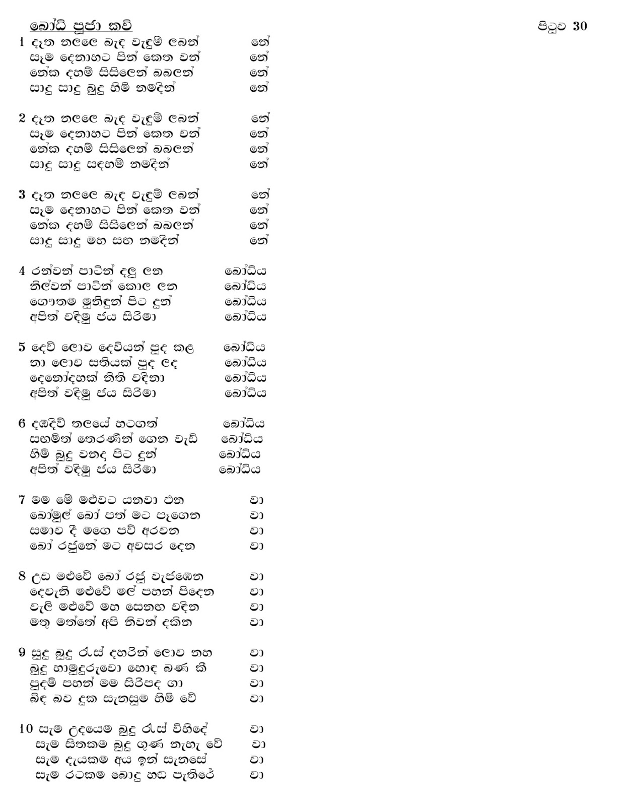 සිංහල තේරුම සහිත බෞද්ධ වන්දනා ගාථා සහිත පිරිත් පොත