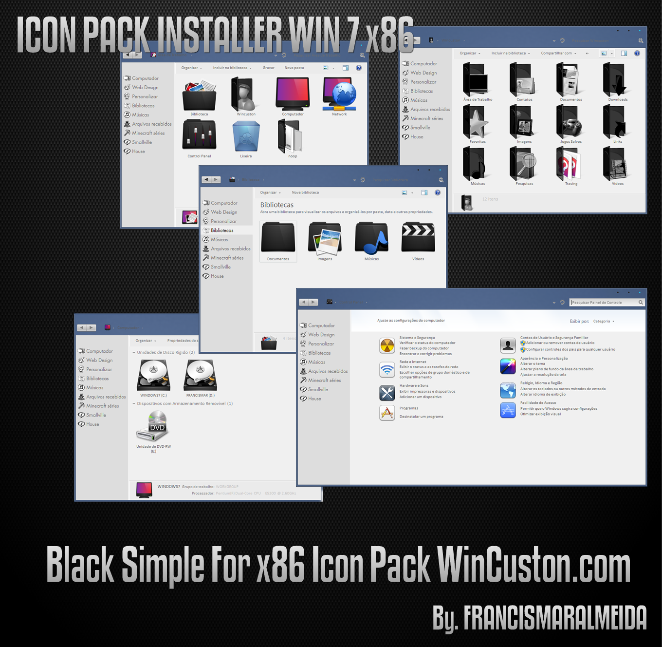 Black Simple IconPack Installer x86 | GamerFas