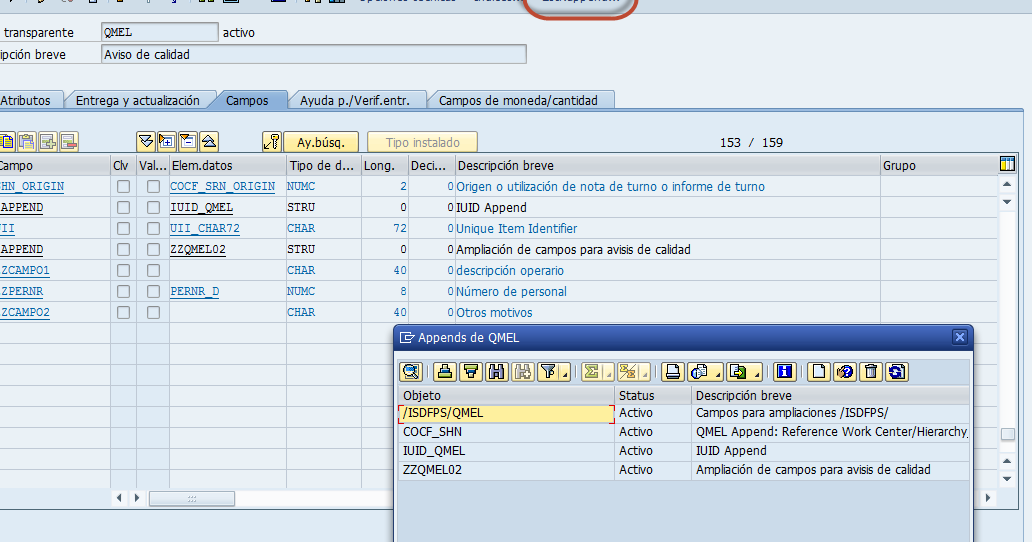 Código de Retorno: Añadir nuevos campos a las transacciones QM01/QM02 ...