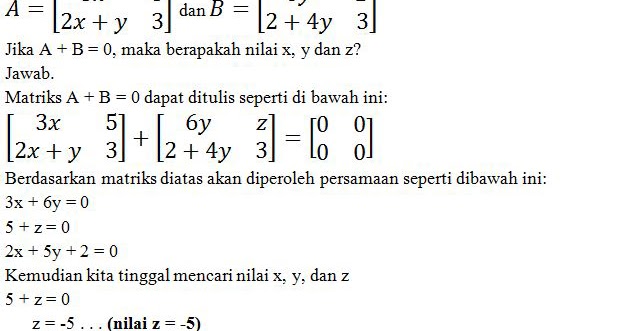 Jelaskan Operasi Matriks Pengurangan