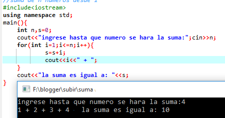 suma de n números consecutivos en c++