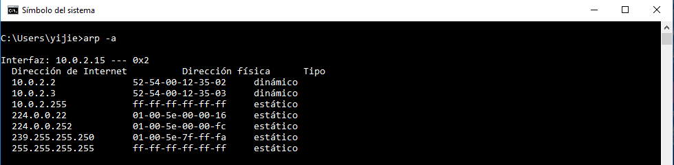 Comando Arp Windows