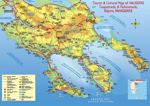 Chalkidiki Félsziget Térkép - marlpoint