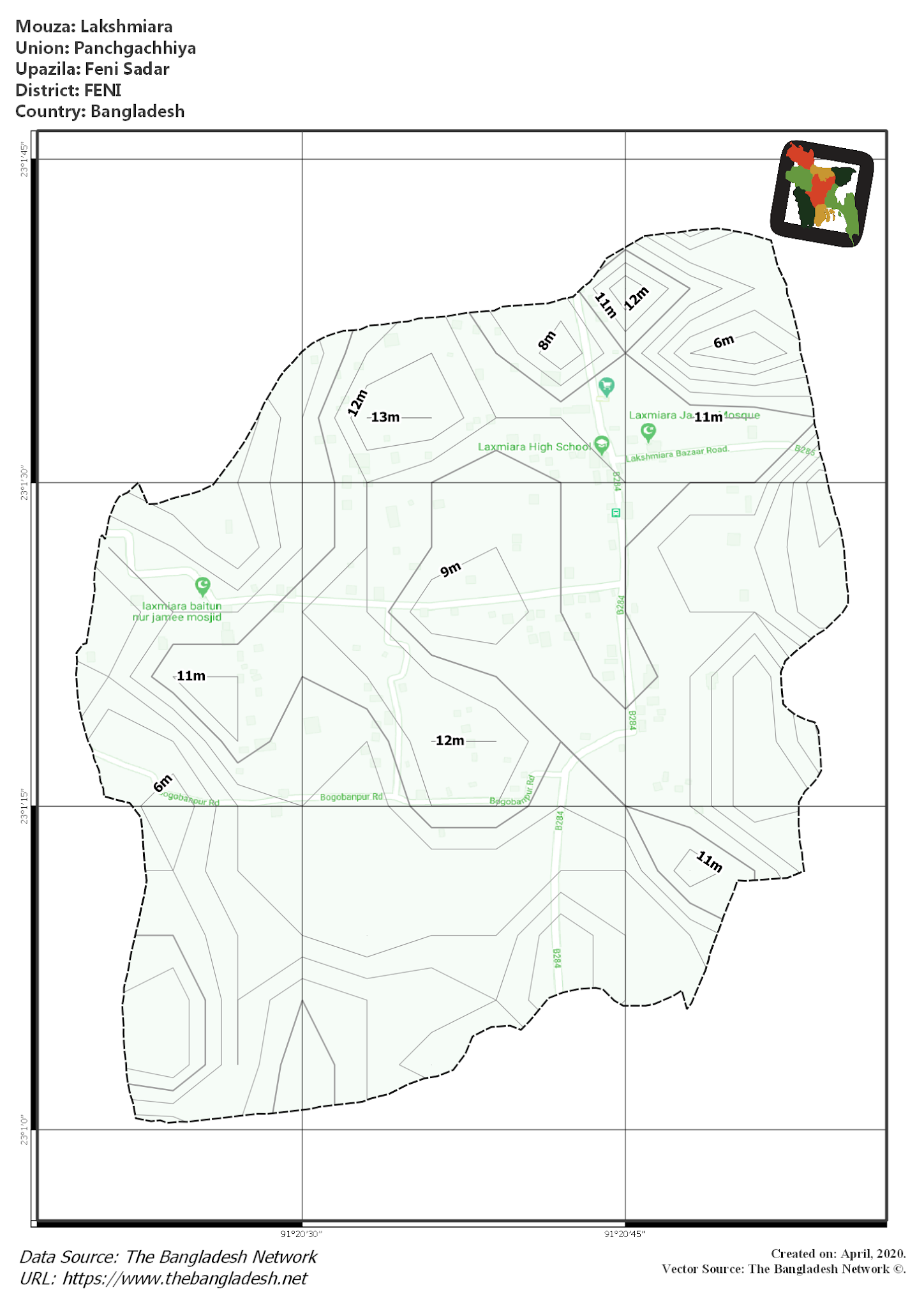 Map of Lakshmiara Mouza, Feni Sadar, Feni
