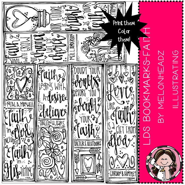 Melonheadz LDS illustrating: Bookmarks - Print to color - Color Books