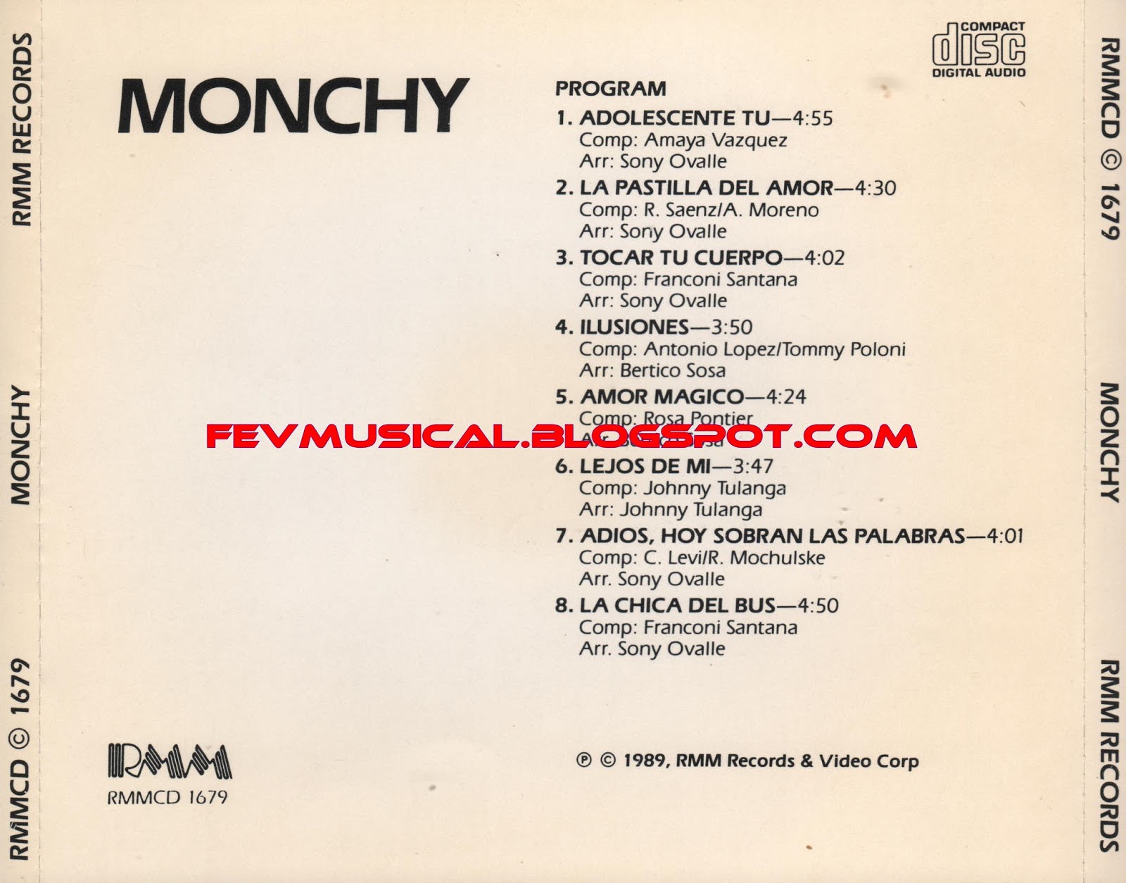 FEV MUSICAL: 1989 - Monchy Capricho - Monchy (Rmm)