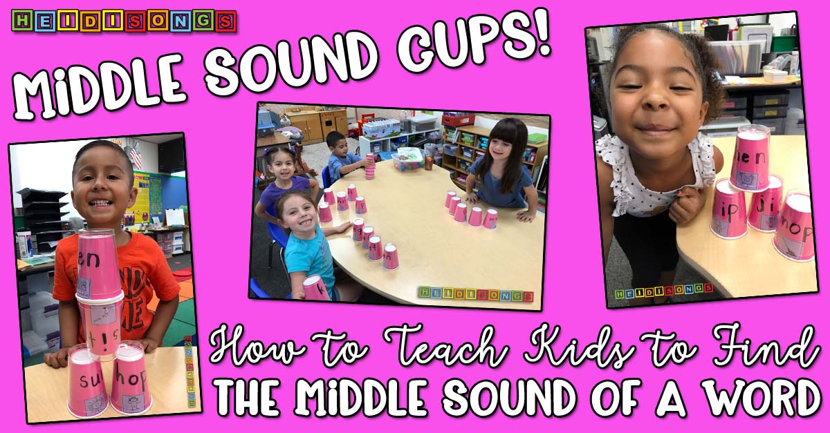 Middle Sound Cups! How to Teach Kids to Find the Middle Sound of a Word