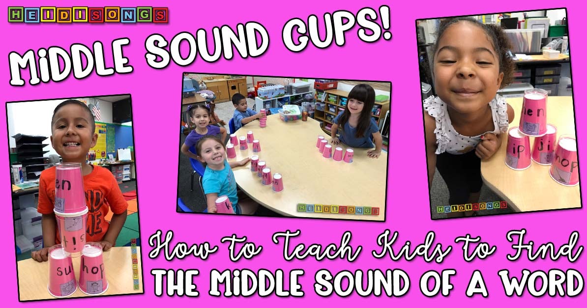 Middle Sound Cups! How to Teach Kids to Find the Middle Sound of a Word
