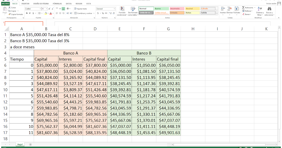 Calculo de intereses en Excel
