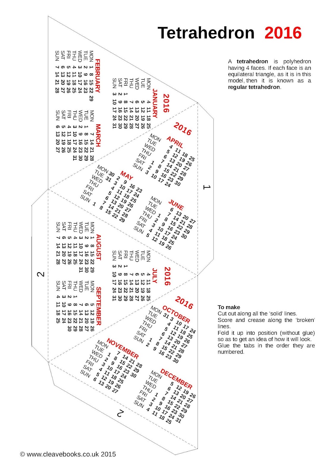 Irene Maths: 2016 POLYHEDRON CALENDARS