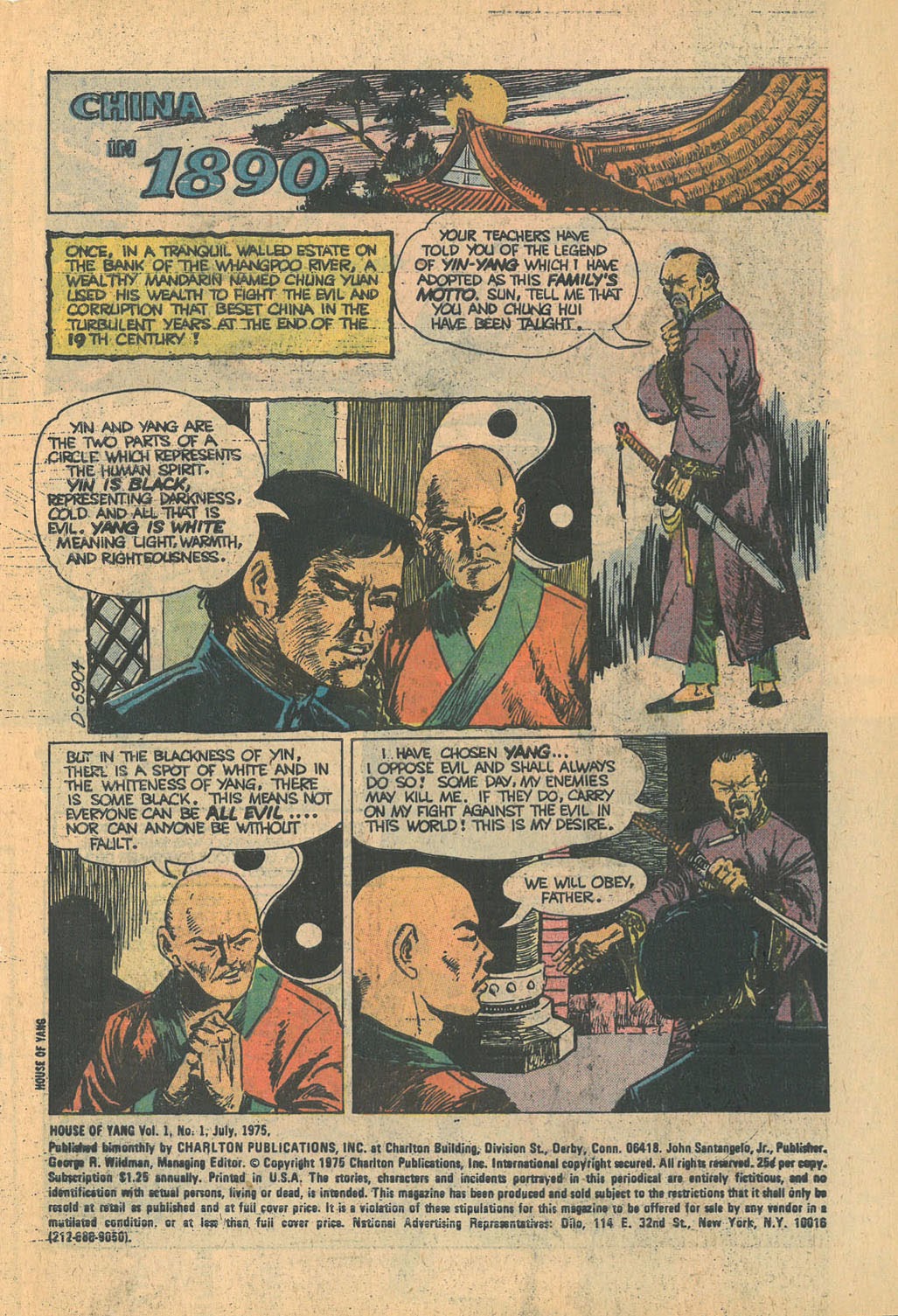 THE CHARLTON COMICS READING LIBRARY: HOUSE OF YANG #1 July 1975